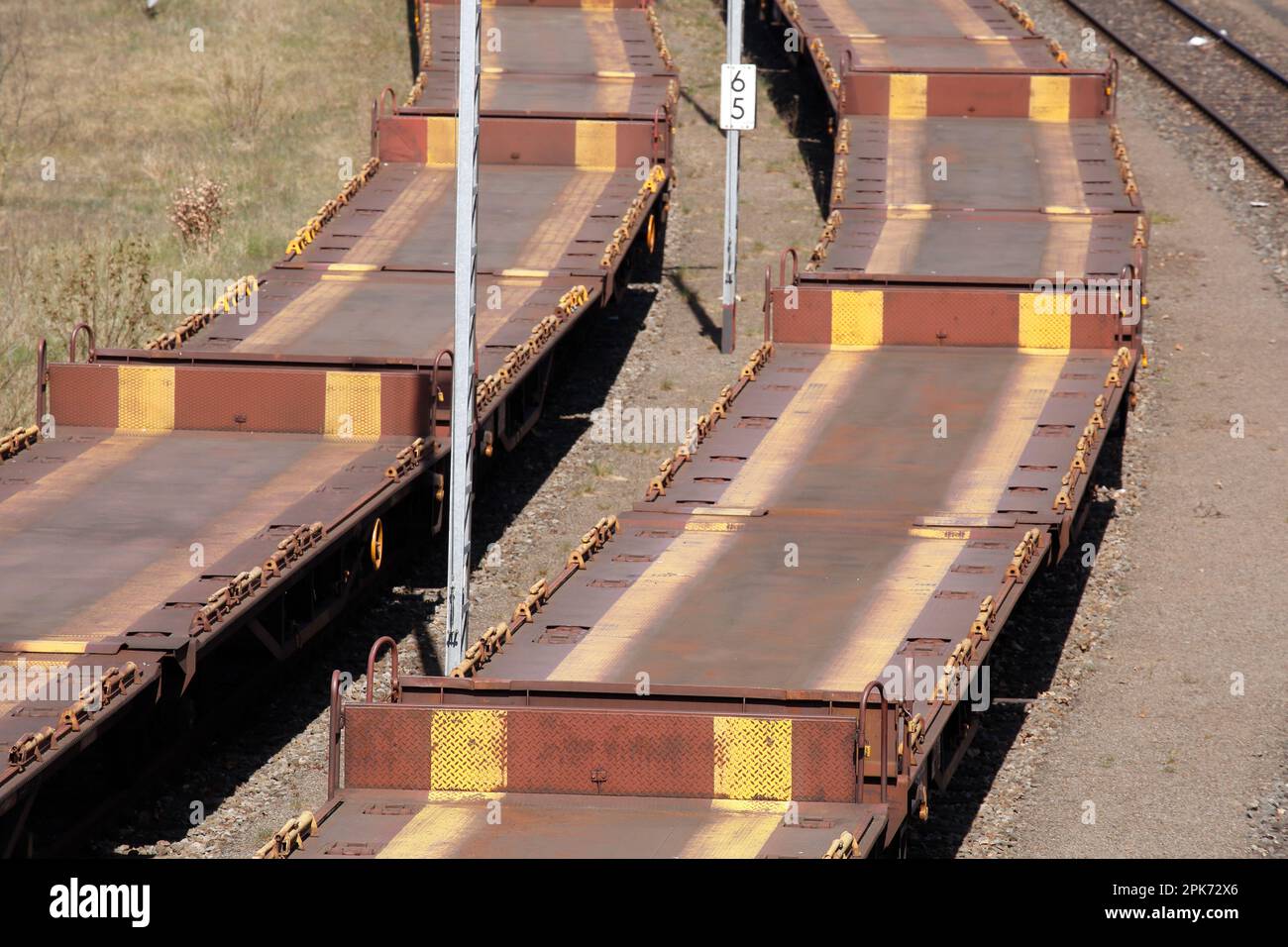 Bird's eye view of freight train with freight cars, Bremen, Germany ...