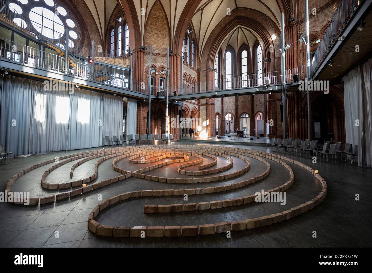 Berlin, Germany. 05th Apr, 2023. View of the walkable floor labyrinth ...