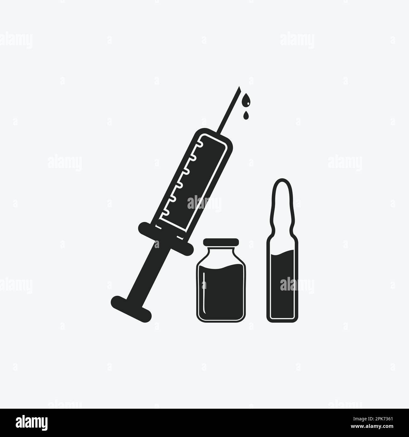 Medical Vaccine Icon with ampule and injection sign. Editable Vector ...