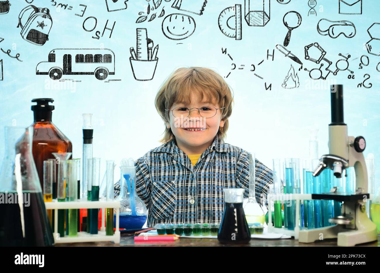 Back to school, science and education for pupil child. They carried out ...