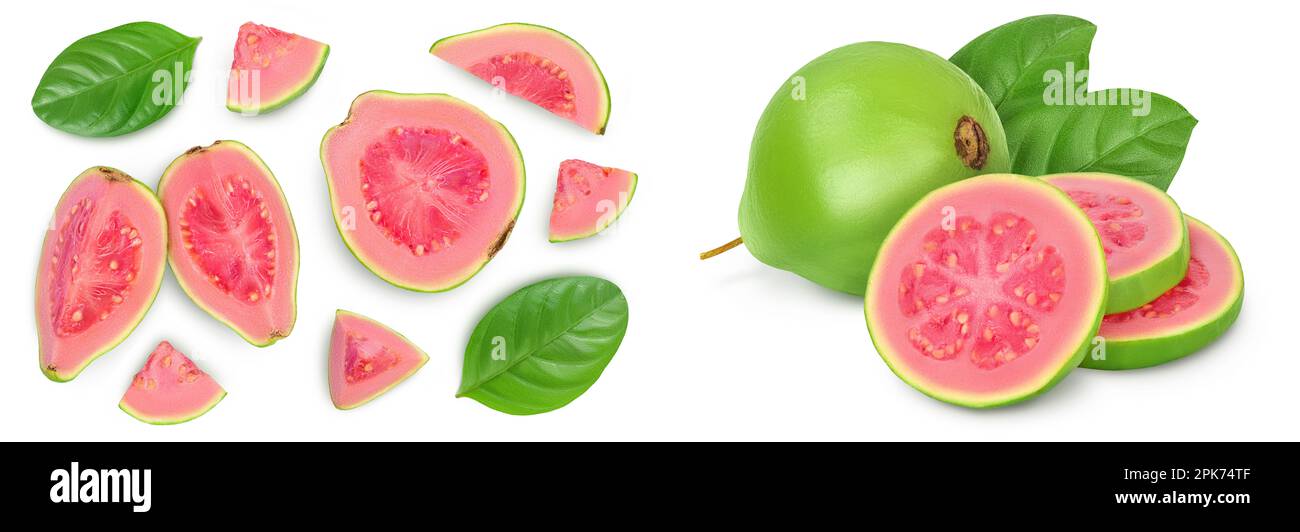 Guava fruit slices isolated on white background with full depth of ...