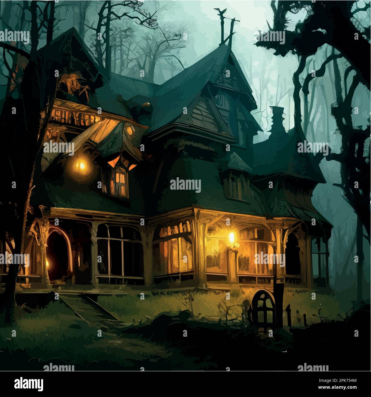 Creepy manor house Stock Vector Images - Alamy