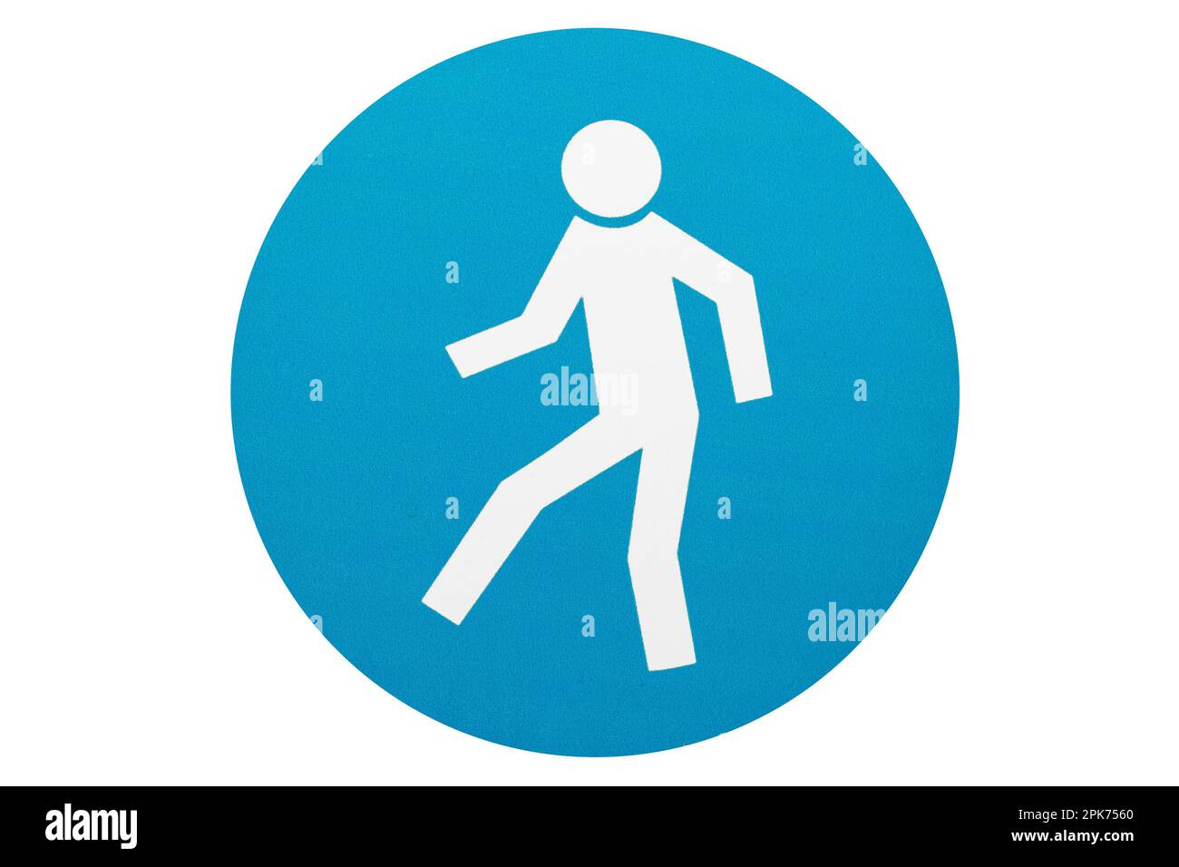 Graphic figure of person on blue background. Picture Round Warning Sign ...
