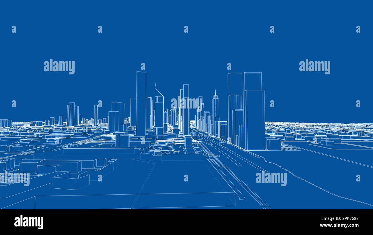 Outline City Concept Vector Wire Frame Style Stock Vector Image And Art Alamy
