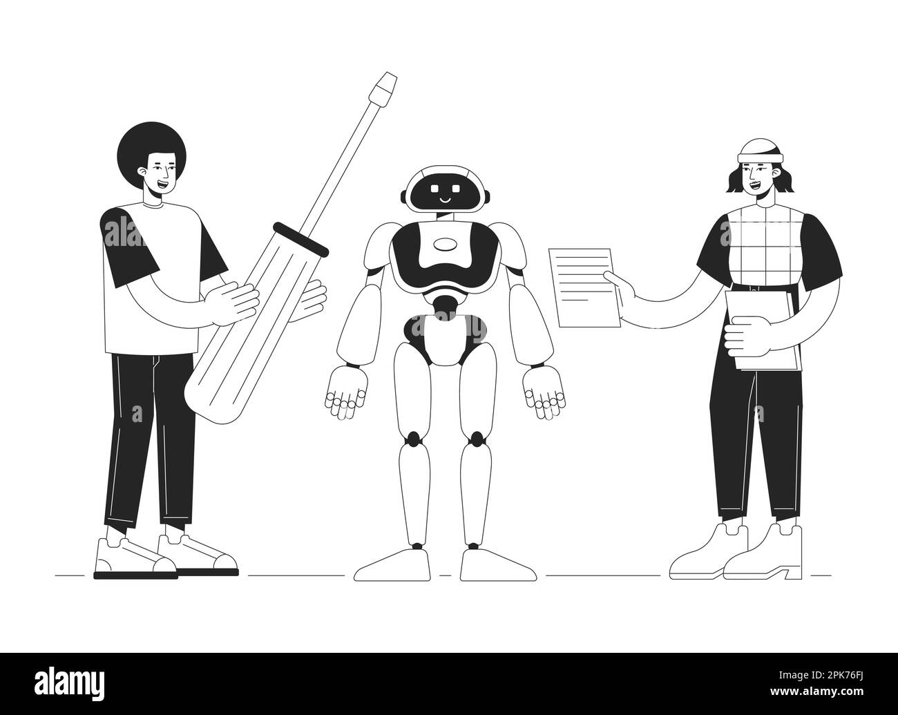 Building humanoid robot black and white concept vector spot illustration Stock Vector Image ...