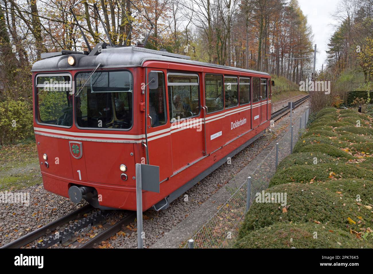 The Dolderbahn cog railway on Adlisberg mountain, Zurich, Switzerland ...