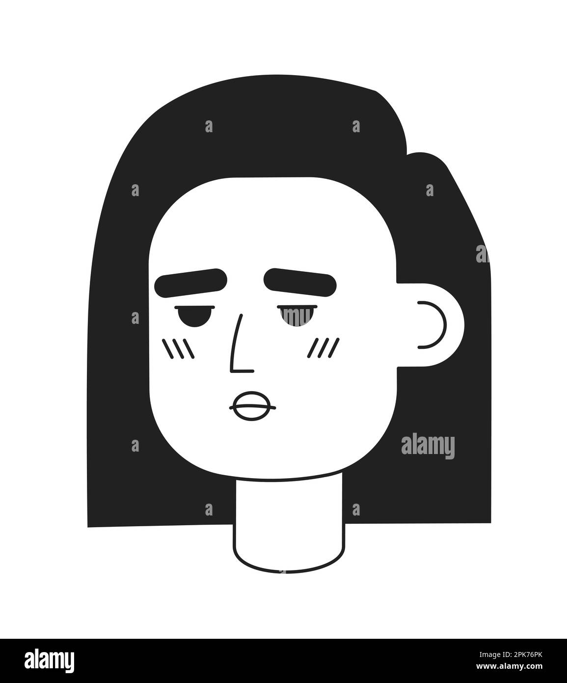 Bored moody woman monochromatic flat vector character head Stock Vector ...