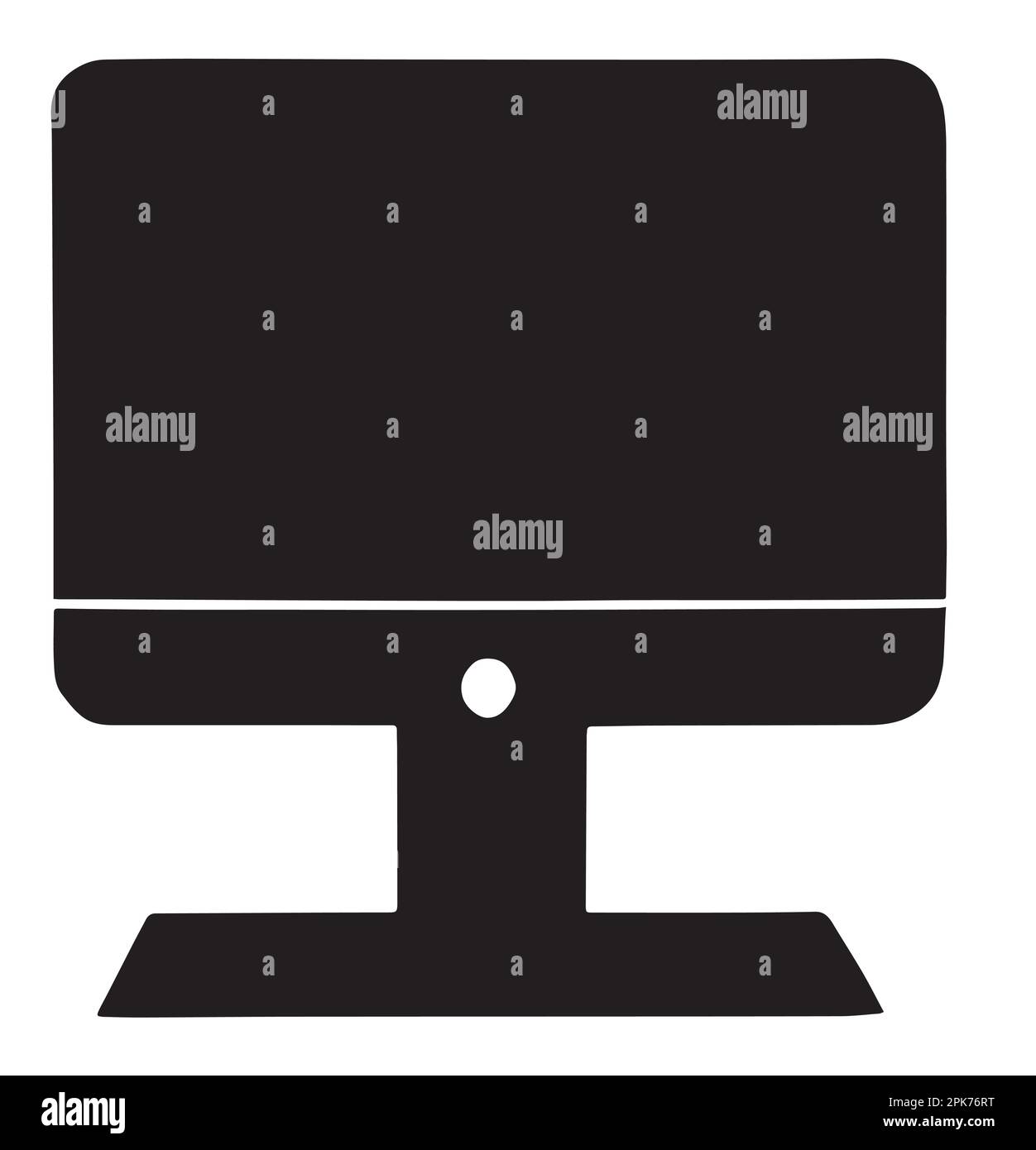 Illustration desktop notebook home office pc computer Black and White ...
