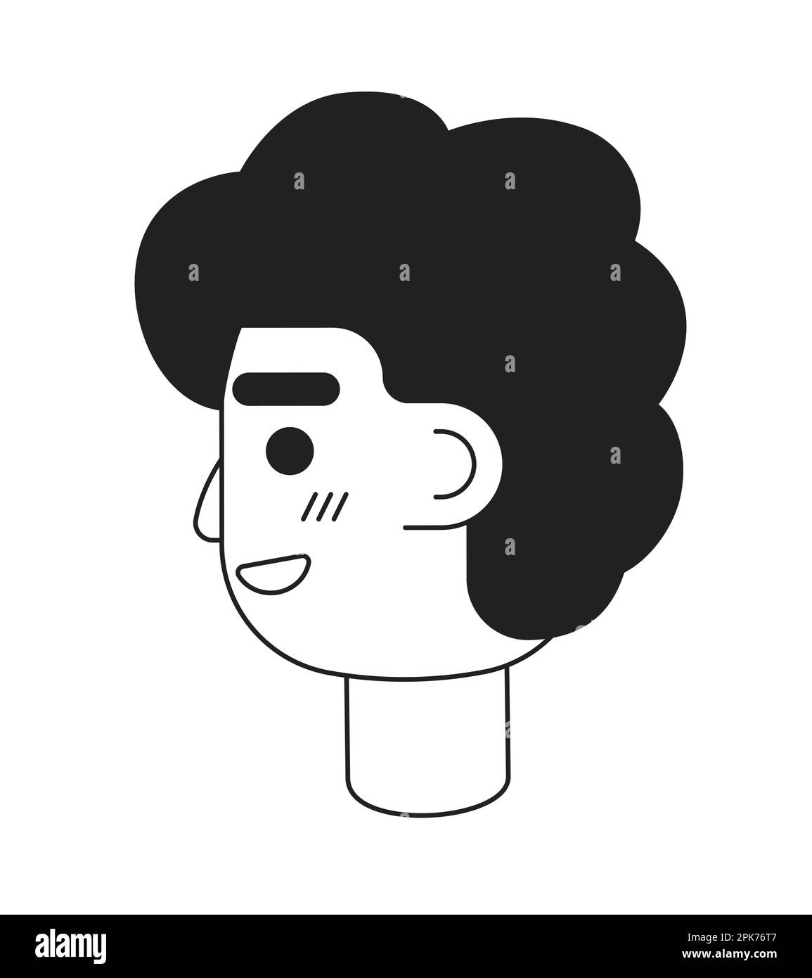 Guy Looking Back With Happy Smirk Monochromatic Flat Vector Character Head Stock Vector Image