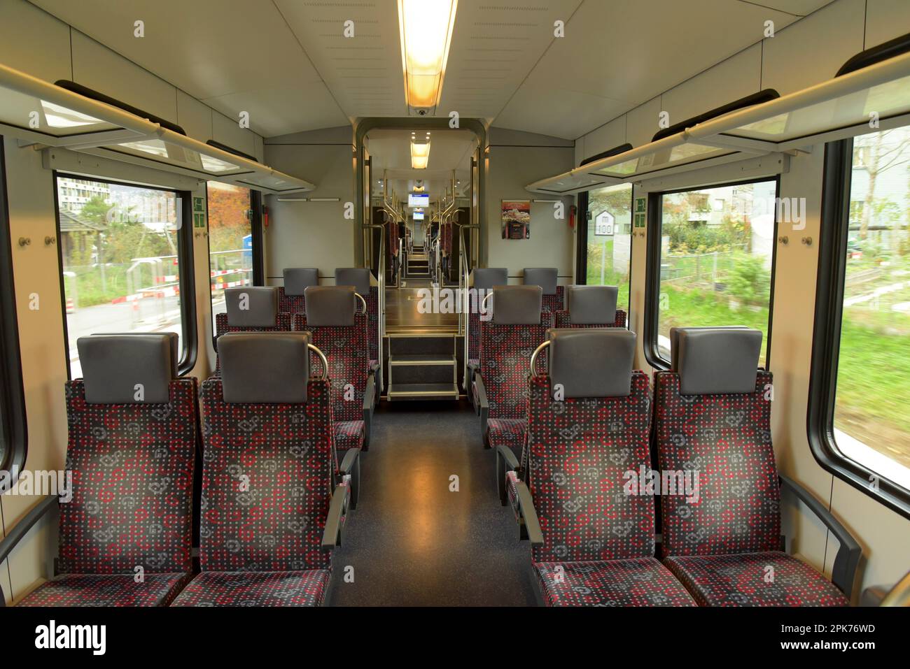 The interior of a carriage of a Uetliberg S10 line train on the ...