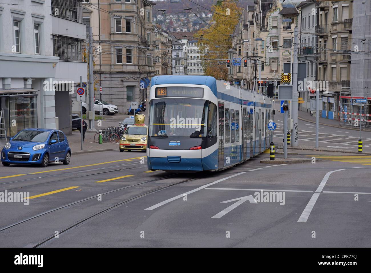 Zurich tram on Seestrasse, Enge, Zurich, Switzerland, November 2022 ...