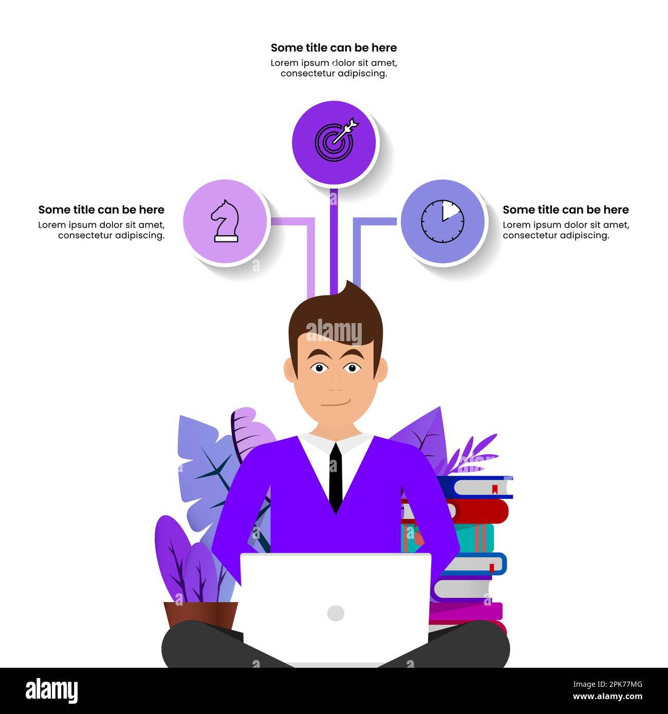 Infographic template with icons and 3 options or steps. Computer worker ...