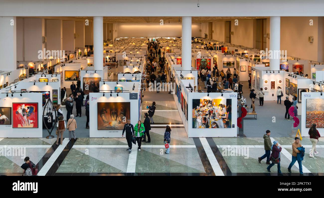 Ankara, Turkey - March 12 2023: Panoramic view from painting exhibition ...