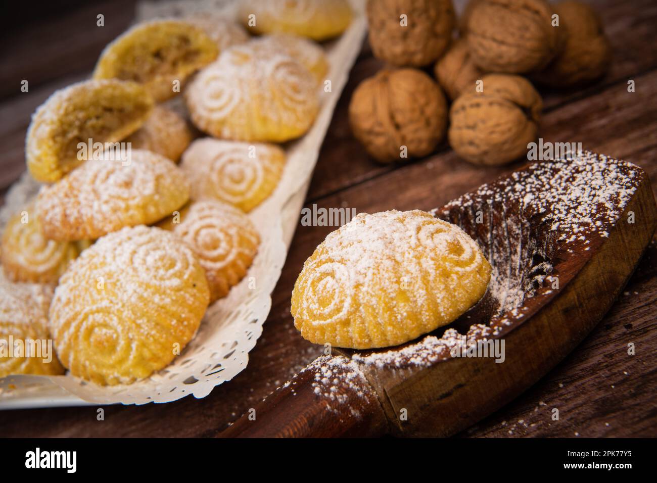 Traditional eid maamoul or mamoul cookies with dates, nuts, and jam ...