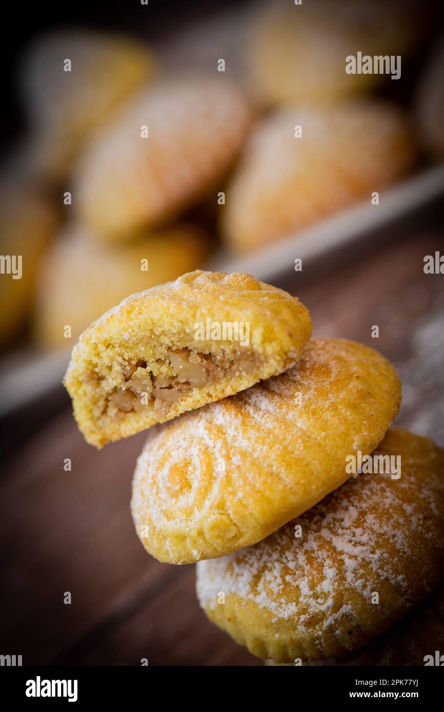 Traditional eid maamoul or mamoul cookies with dates, nuts, and jam ...