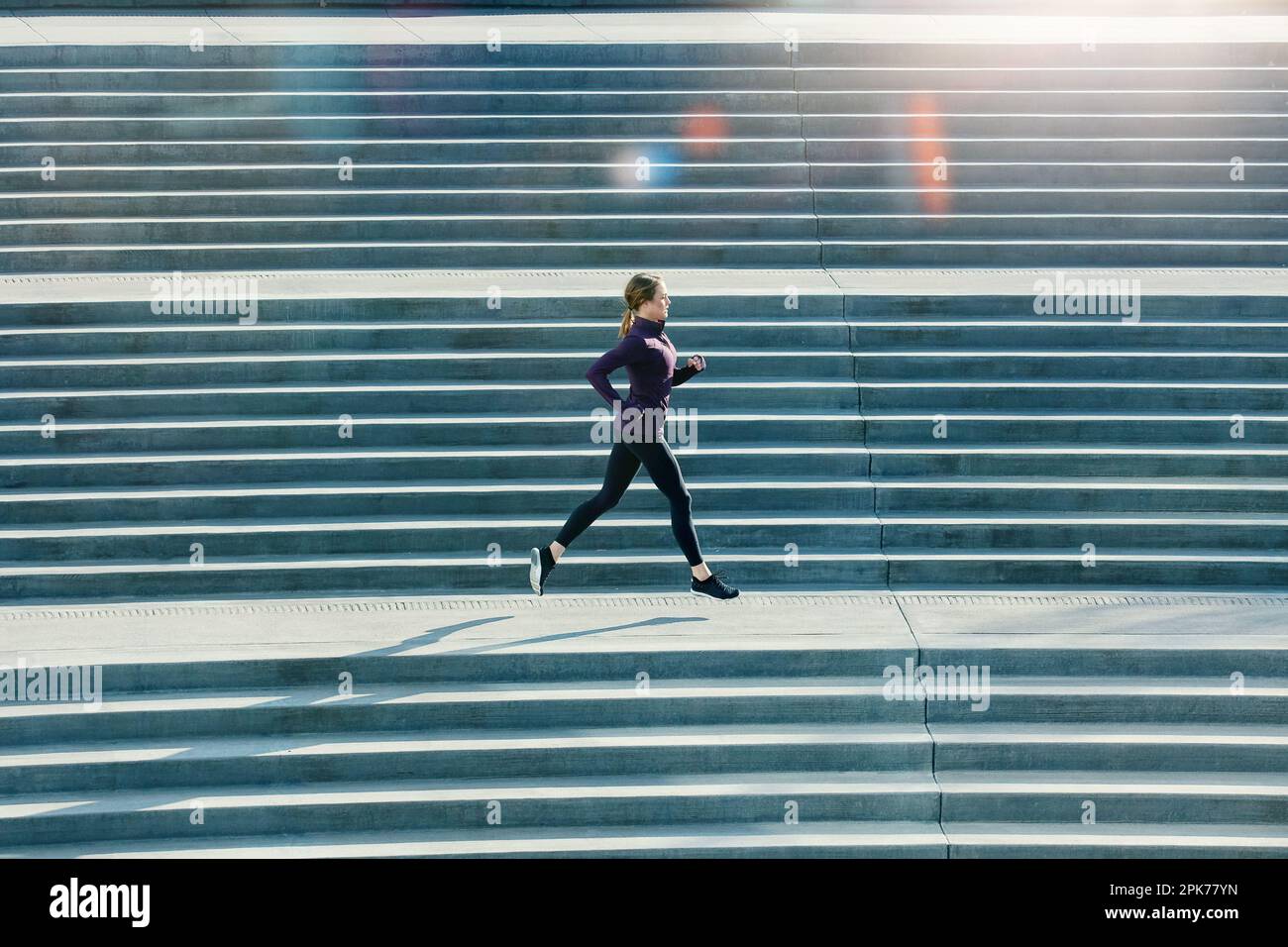 Brunette female go down stairs hi-res stock photography and images - Alamy