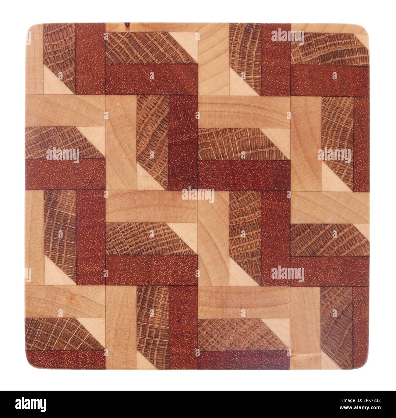 Square kitchen board from pieces of different wood. Isolated Stock ...