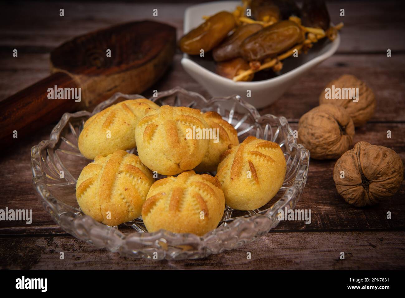 Traditional eid maamoul or mamoul cookies with dates, nuts, and jam ...