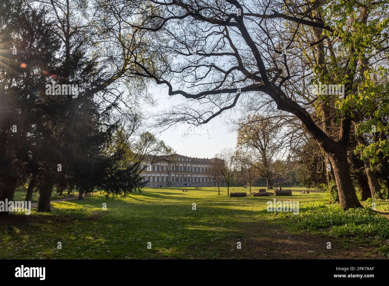 Monza, Italy - april 5 2023 - Villa Reale and gardens of Monza park ...