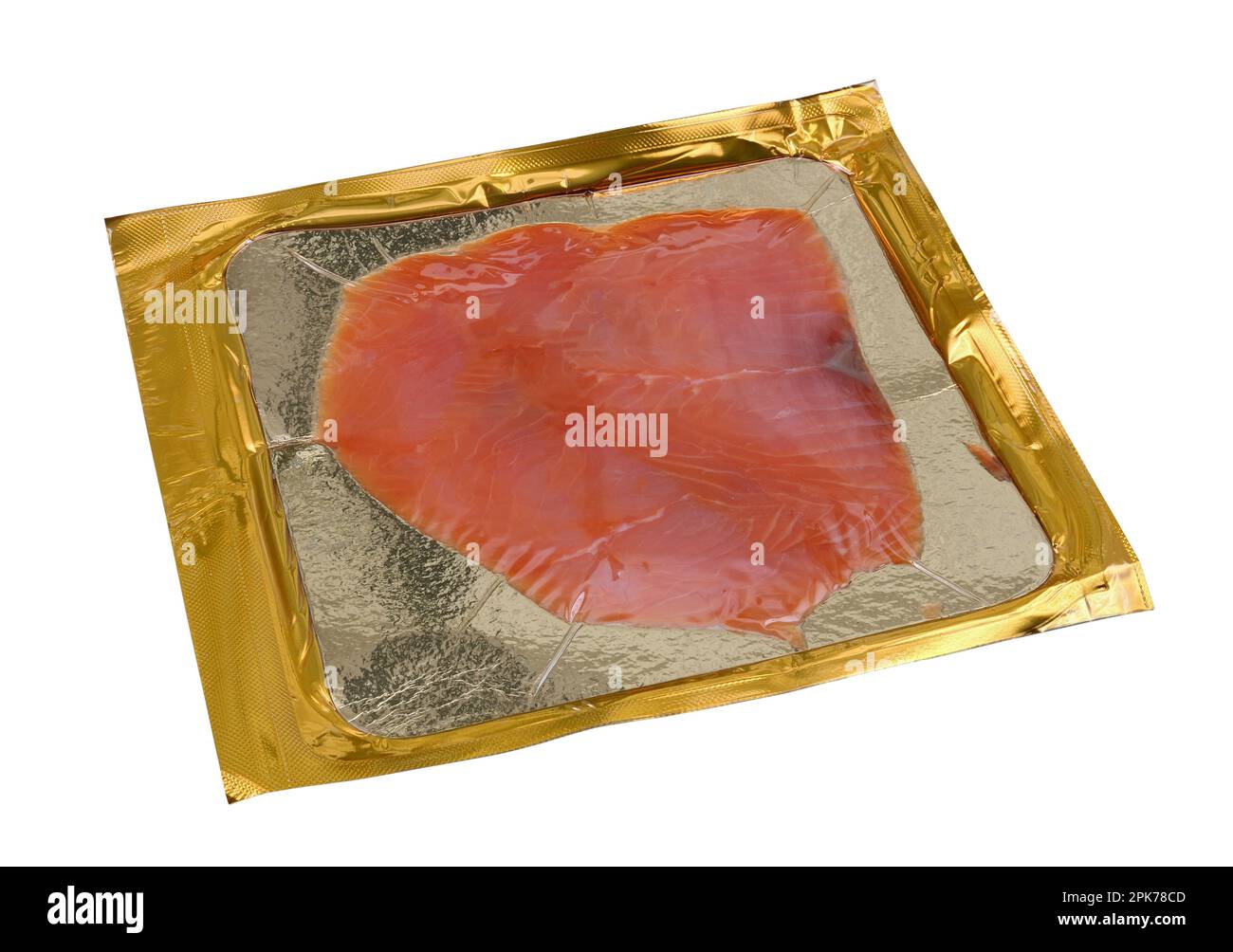 One hundred grams of elite smoked salmon in golden vacuum packaging ...