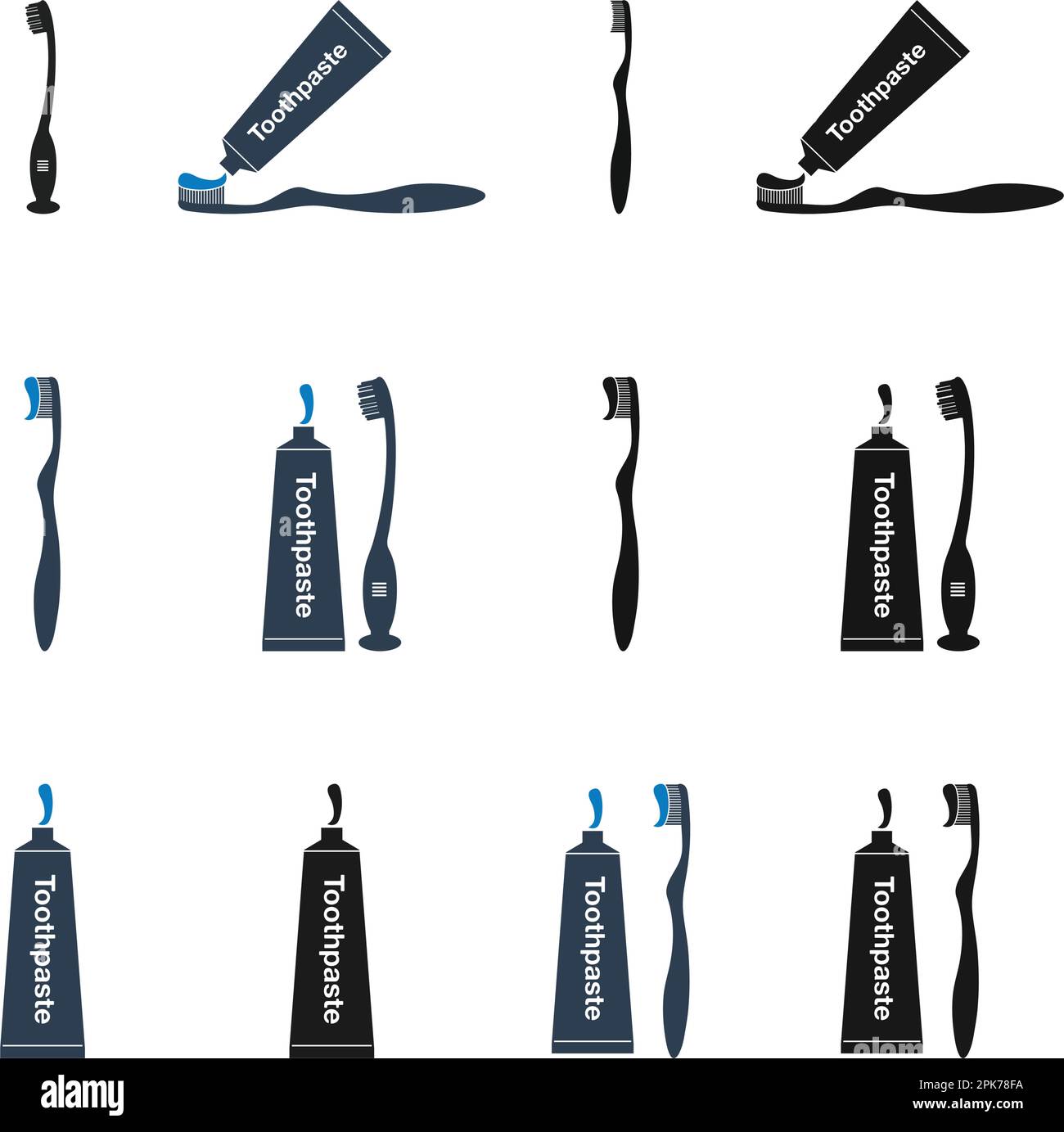 Toothbrush and toothpaste icon set. Flat style vector EPS Stock Vector ...