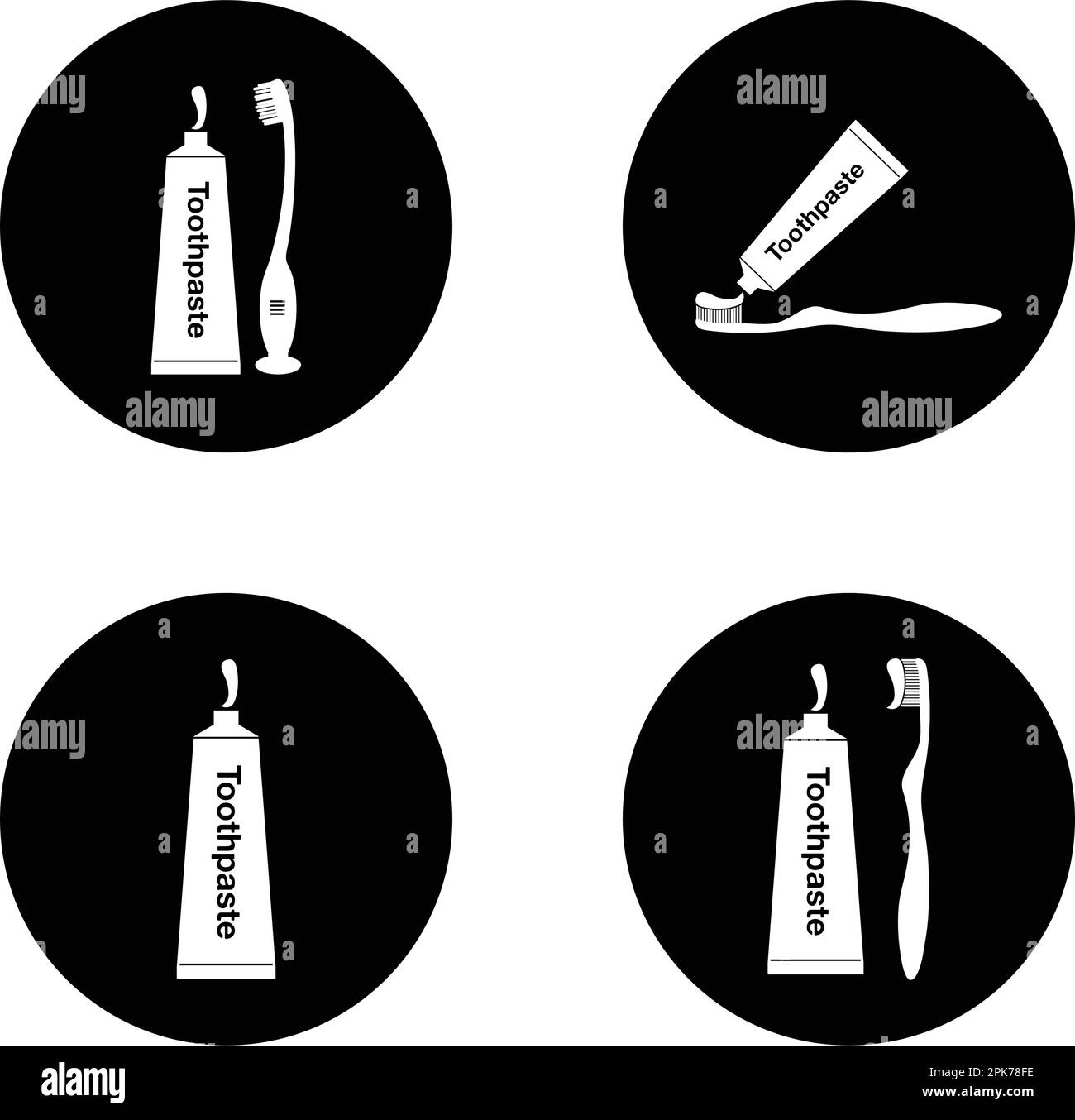 Toothbrush Toothpaste icon set. Button style Vector EPS Stock Vector ...