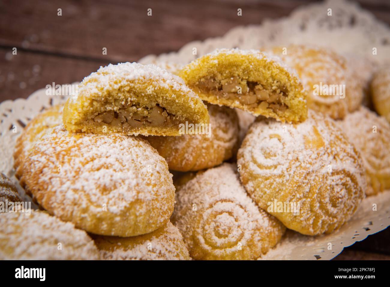 Traditional eid maamoul or mamoul cookies with dates, nuts, and jam ...