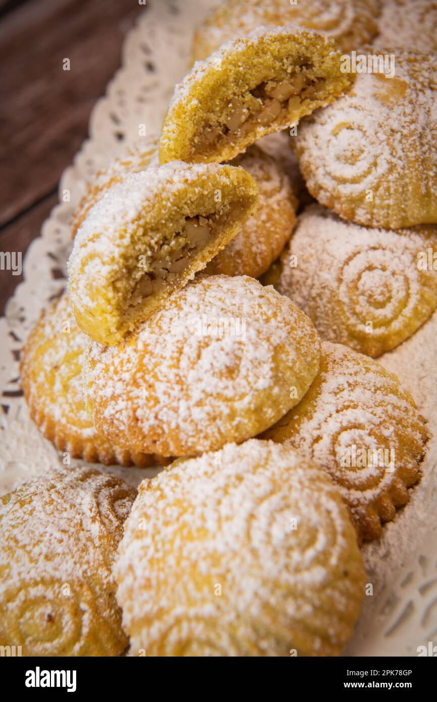 Traditional eid maamoul or mamoul cookies with dates, nuts, and jam ...