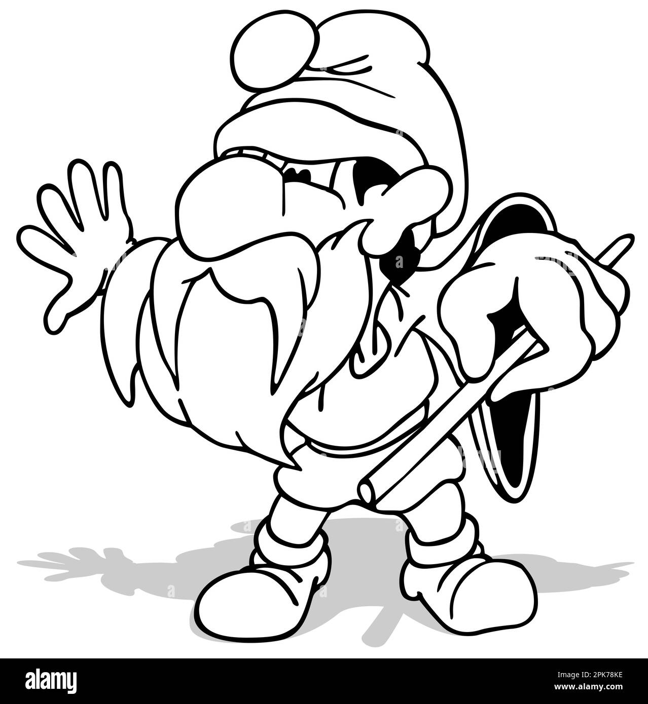 Drawing of Bearded Dwarf Holding Magic Wand Stock Vector Image & Art ...