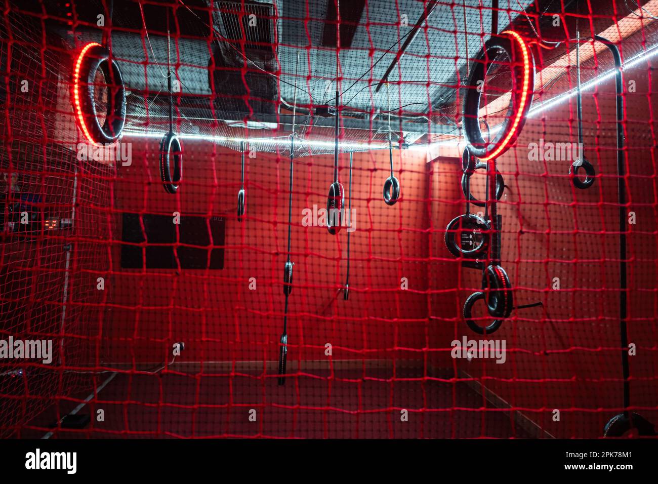 Flying remote control drones game indoor play zone Stock Photo - Alamy