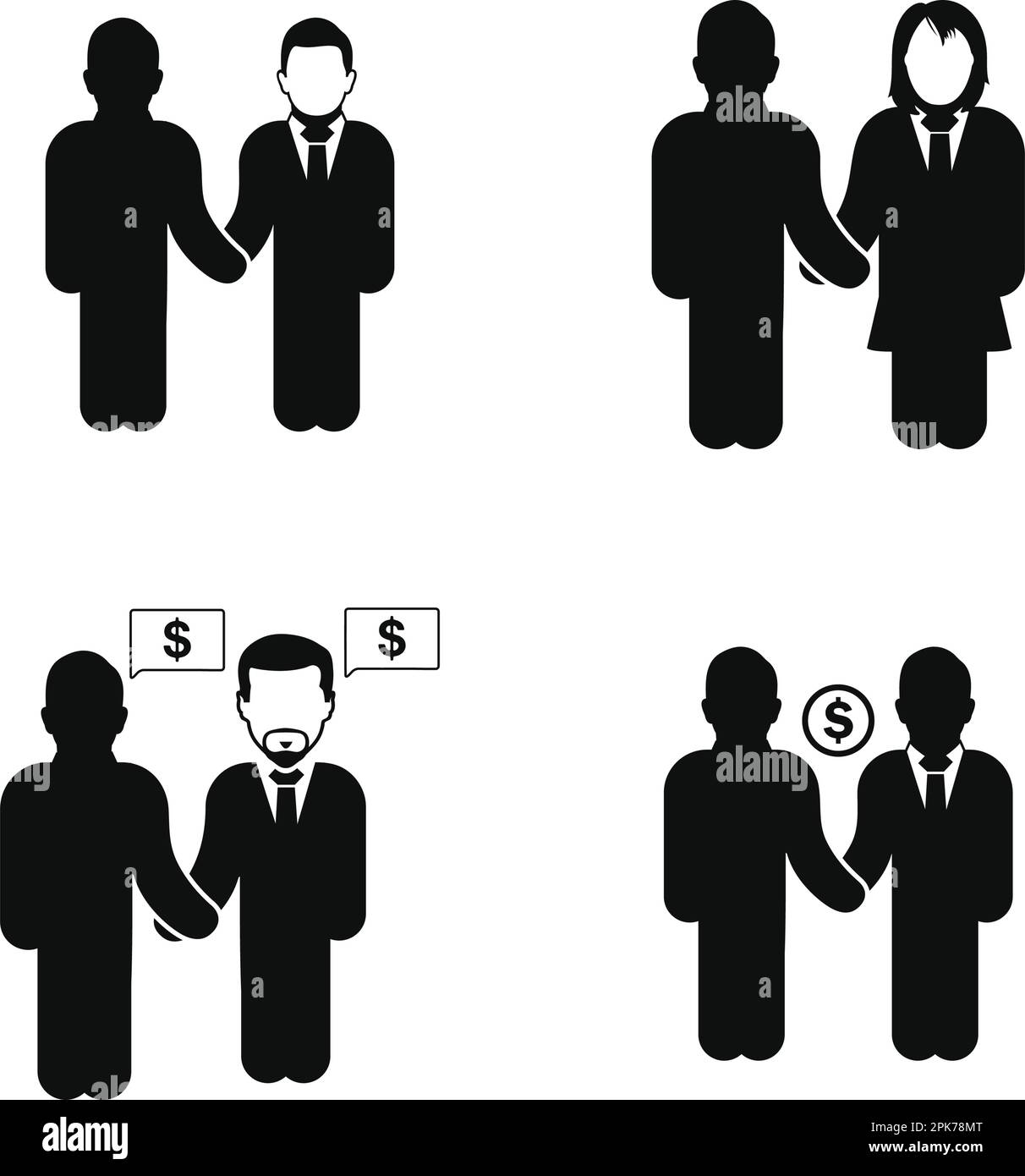 Deal icon set Black and White Stock Photos & Images - Alamy