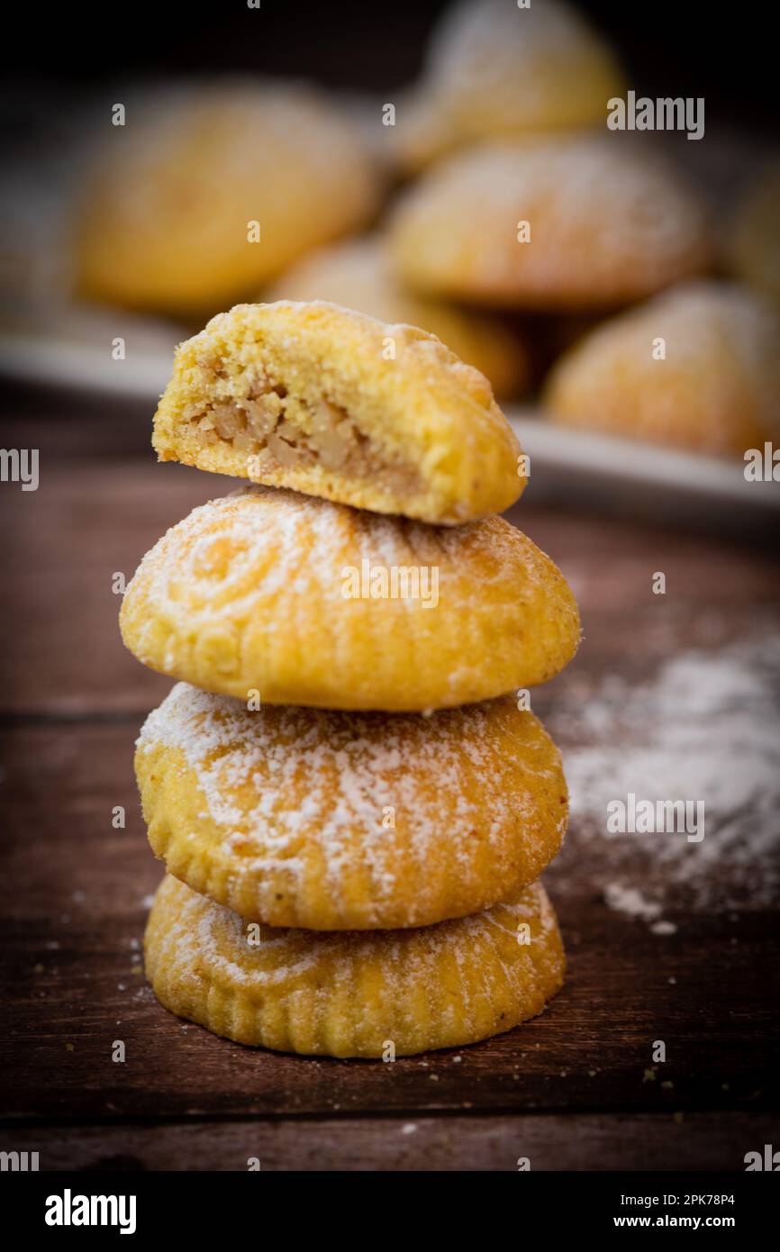 Traditional eid maamoul or mamoul cookies with dates, nuts, and jam ...