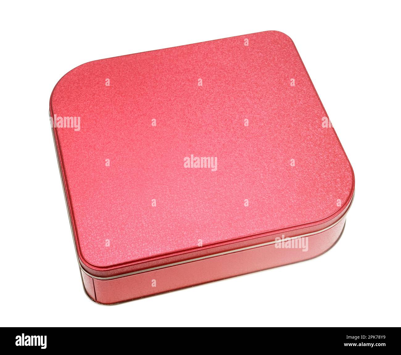 Tin red cookie box isolated Stock Photo - Alamy