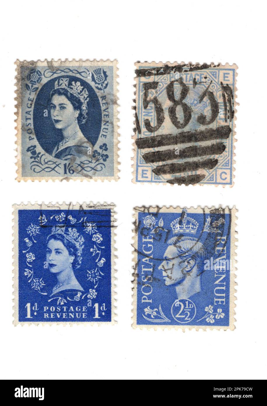Vintage Queen Elizabeth II postage stamps from the United Kingdom ...