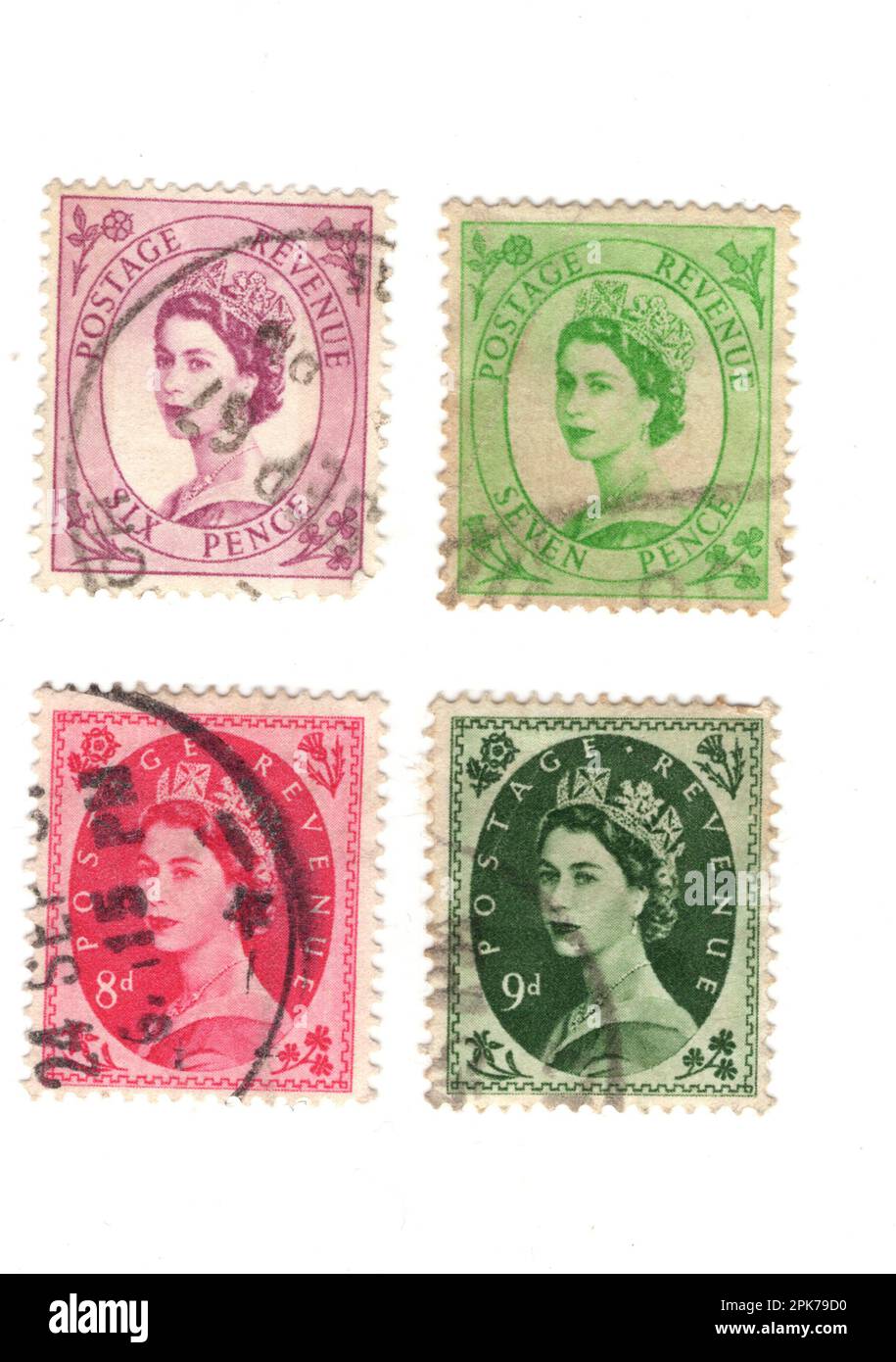 Vintage Queen Elizabeth II postage stamps from the United Kingdom ...