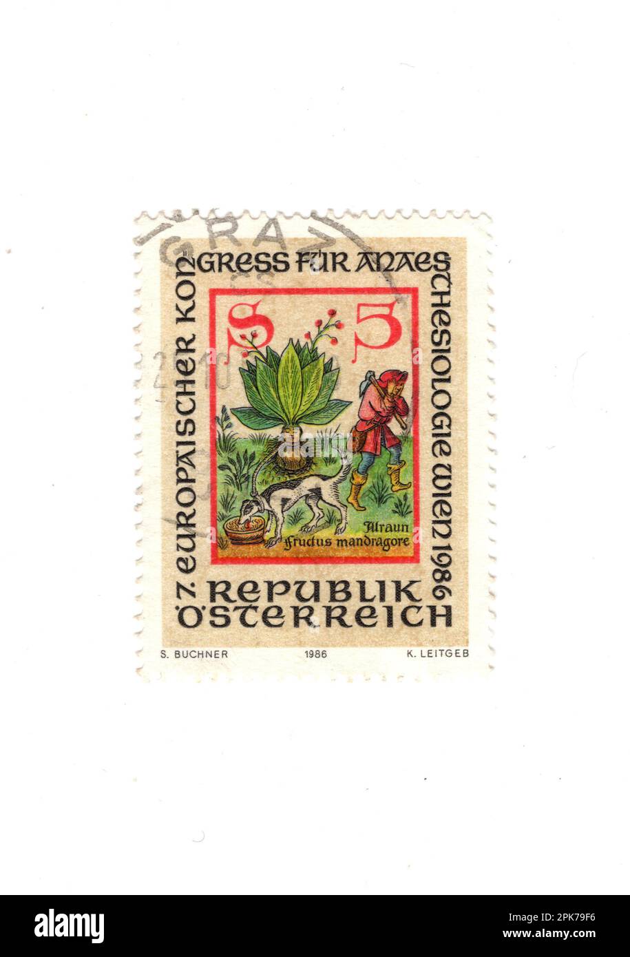 Vintage postage stamps from Austria isolated on a white background ...
