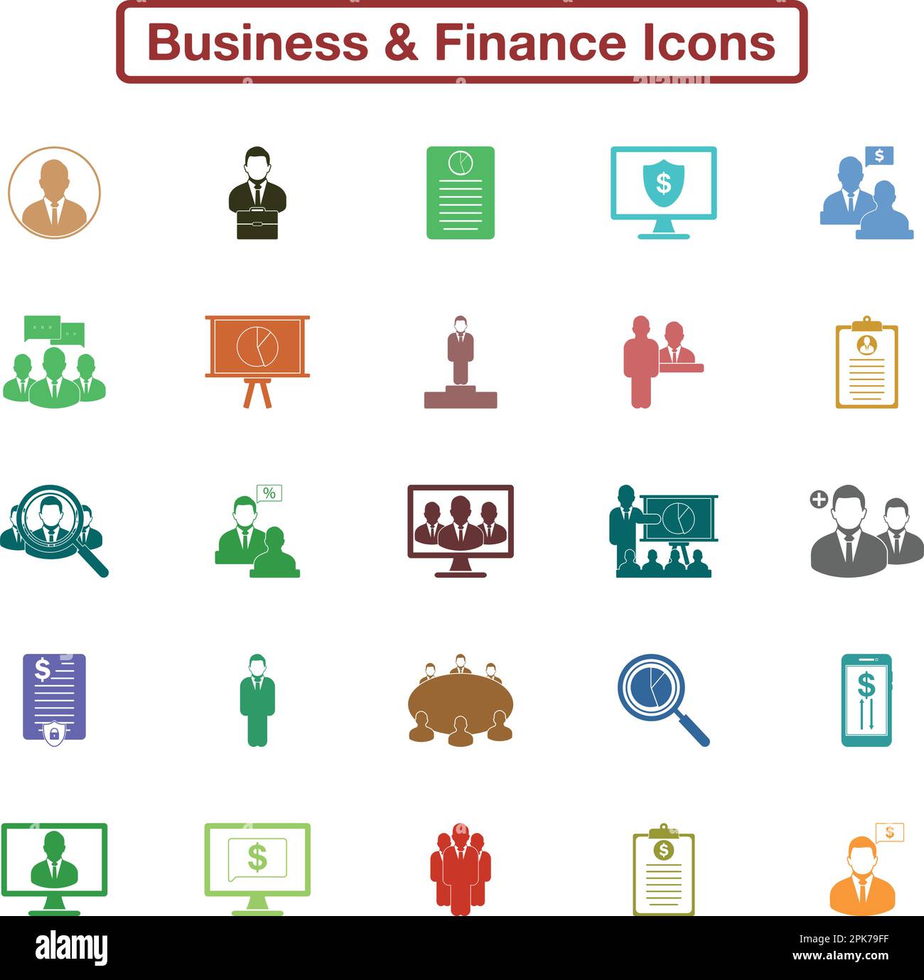 Business and finance icon set. Flat style vector EPS Stock Vector Image ...