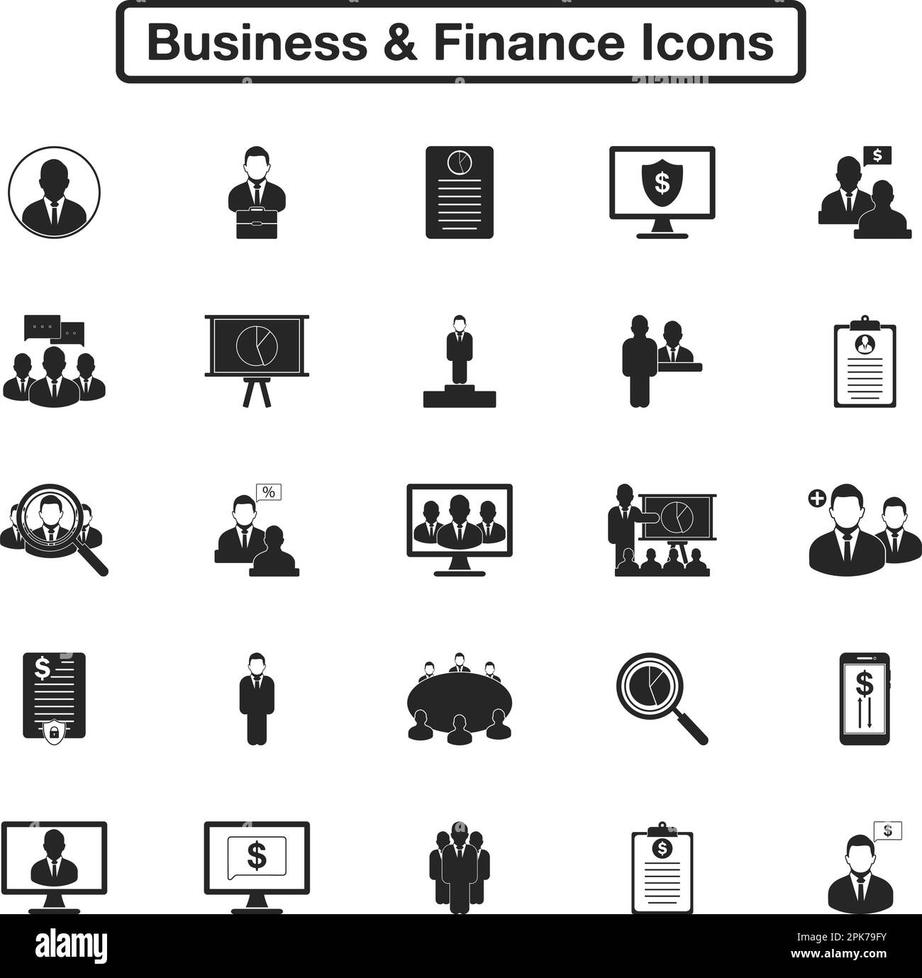 Business and finance icon set. Flat style vector EPS Stock Vector Image ...