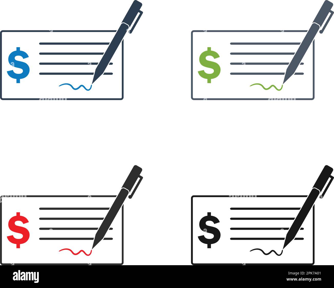 Bank Cheque Icon set. Flat style vector EPS Stock Vector Image & Art ...