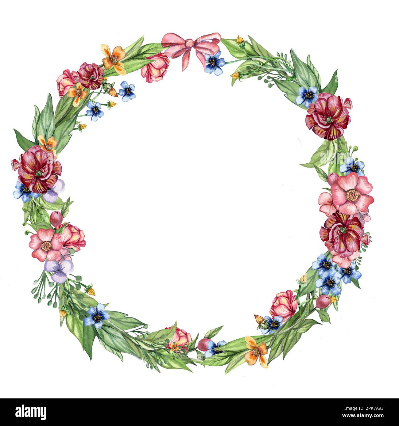 Spring flowers wreath,watercolor illustration for cards,backgrounds ...