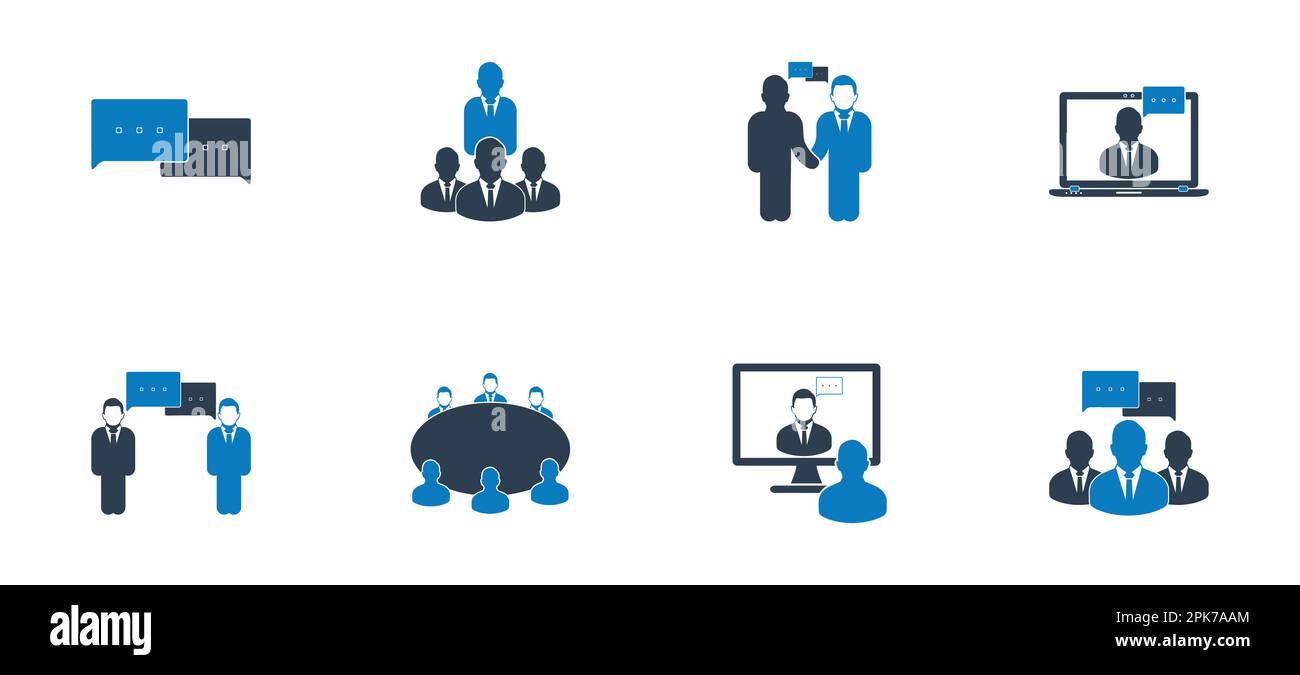 Communication Icon Set. Collection of Online Chat, Business Meeting ...