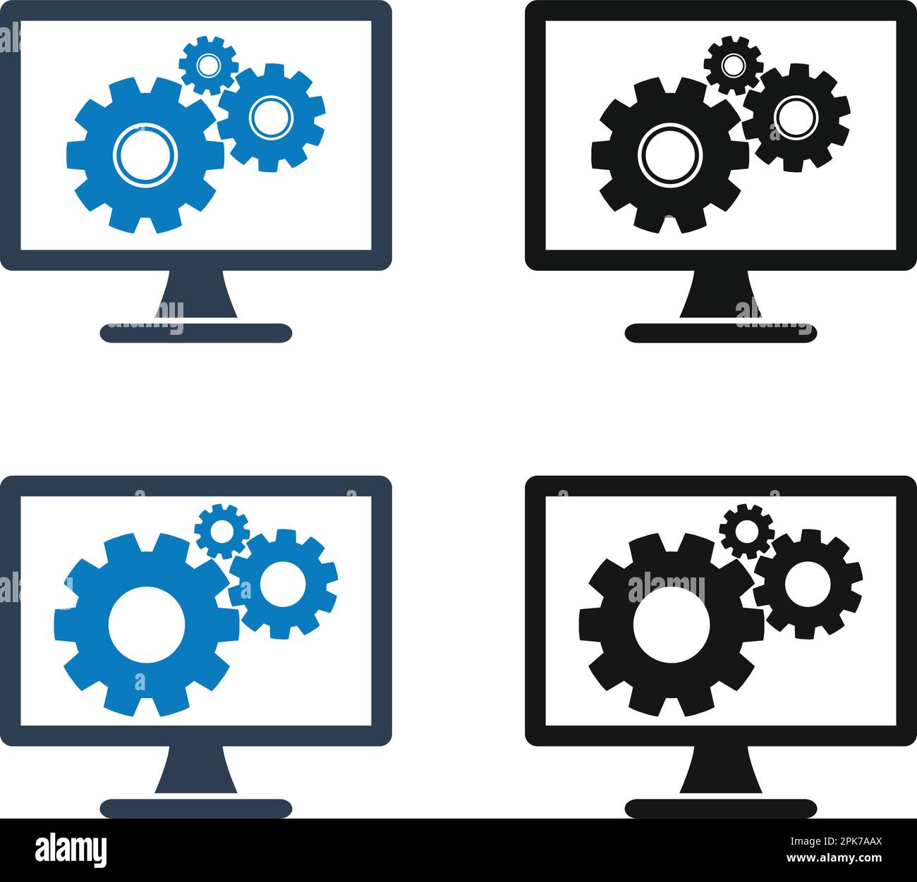 Computer Settings Icon set. Flat style vector EPS Stock Vector Image ...