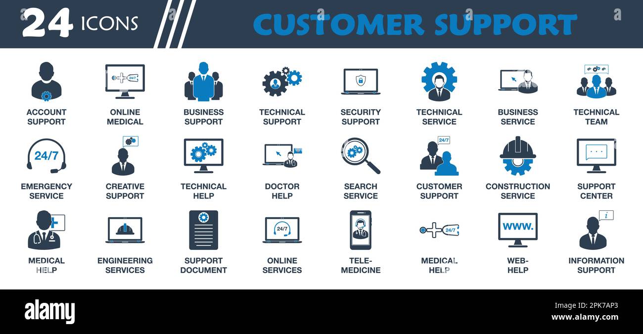Customer Support Icon Set. Collection of Account, Medical, Business ...