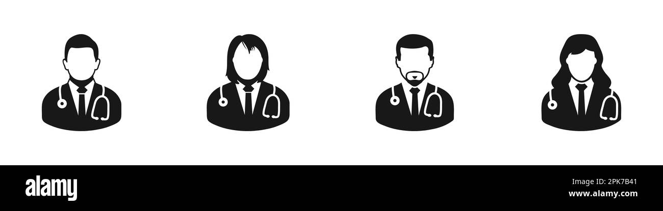 Medical Doctor Icon Set. Collection of Male and Female Physician Icons ...
