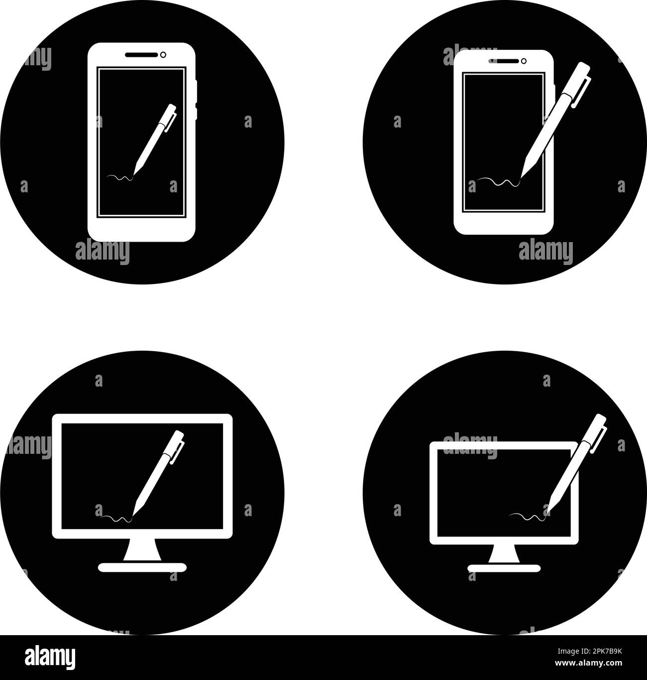 Digital Signature Icon Set. Rounded Button style vector EPS Stock ...