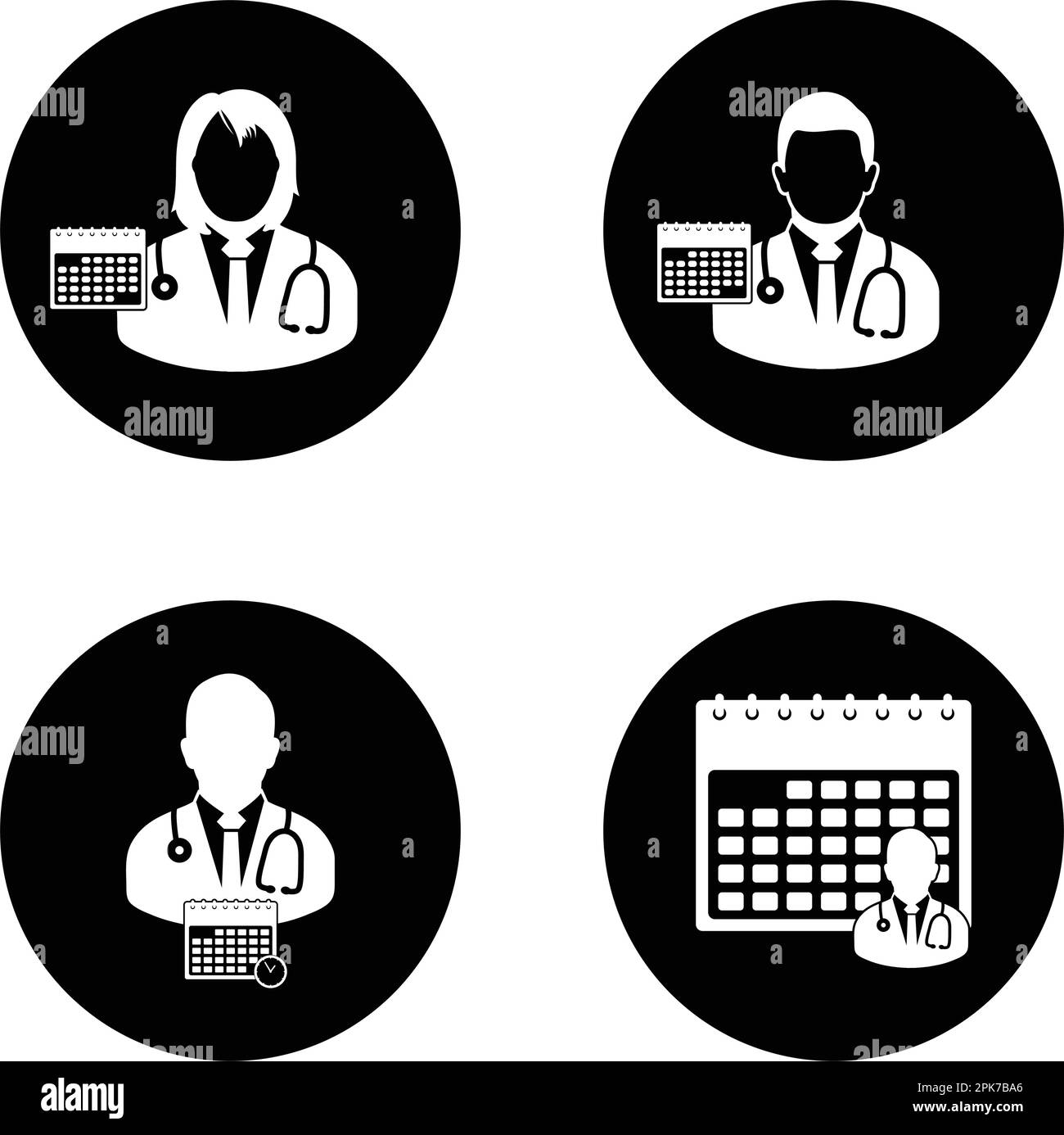 Doctor Appointment Icon Set. Rounded Button style vector EPS Stock ...