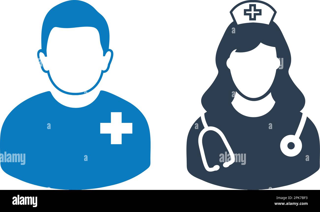 Male patient and nurse icon. Flat style vector EPS Stock Vector Image ...