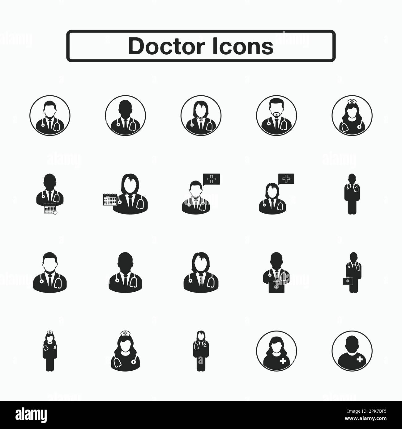 Doctor Icon set. Flat style vector EPS Stock Vector Image & Art - Alamy