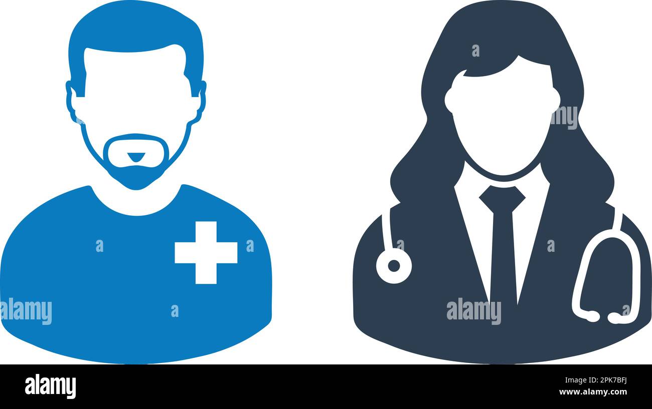 Male patient and Female Doctor icon. Flat style vector EPS Stock Vector ...
