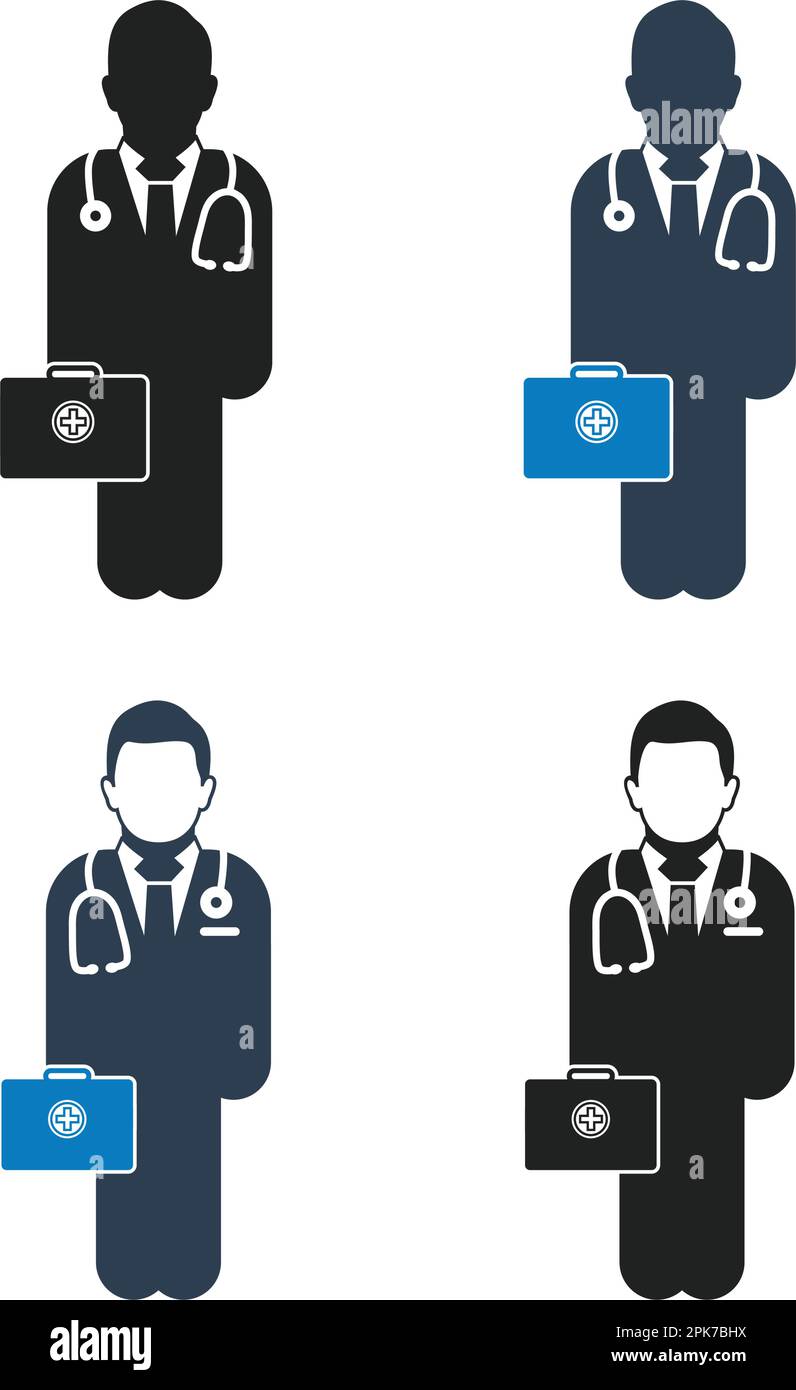 Doctor on Duty Icon set. Flat style vector EPS Stock Vector Image & Art ...